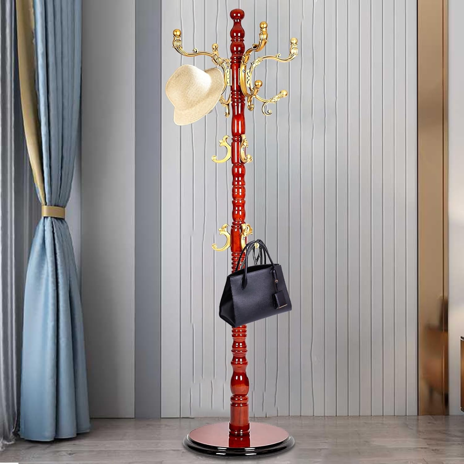 Birch Coat Rack Freestanding, Wooden Tree Coat Rack with 14 Hooks, Pure ...