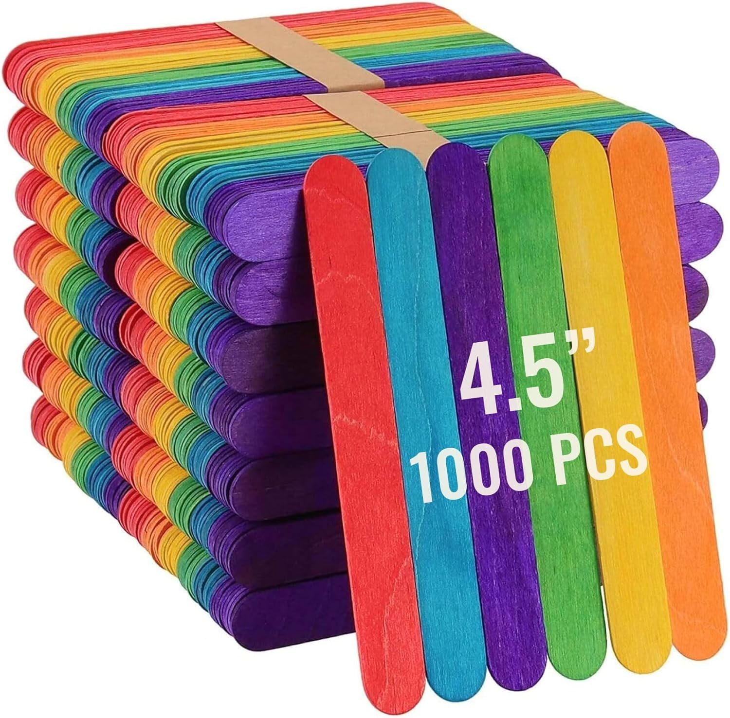 Birch Colored Popsicle Sticks for Crafts, Food, Ice Cream 1000 PCS 4.5 ...