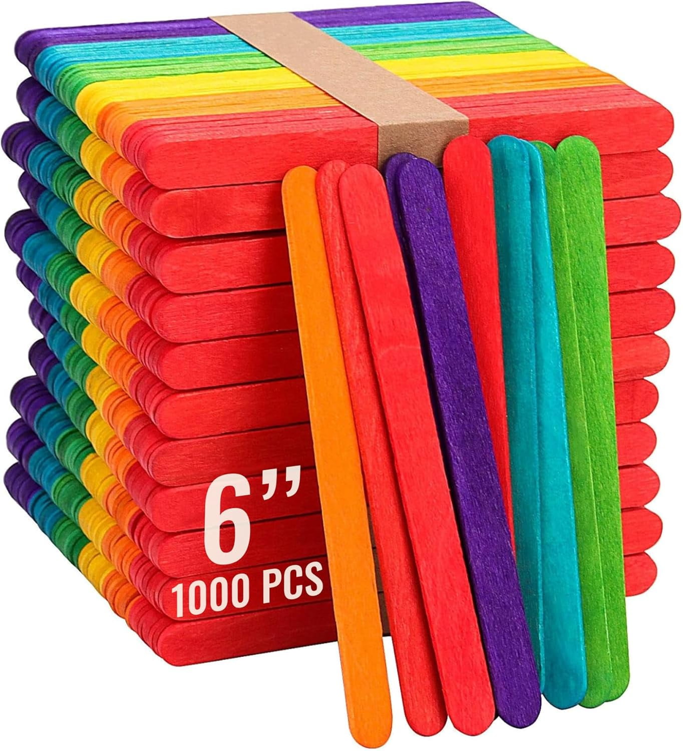 Birch Colored Popsicle Sticks for Crafts, Food, Ice Cream 1000 PCS 6 ...