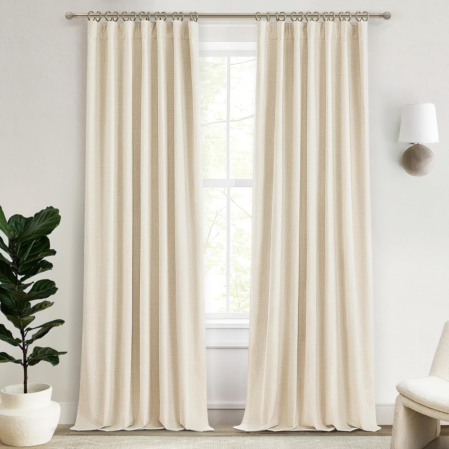 Birch Cream Tan Curtains 108 Inches Long Black Out for Track System ...