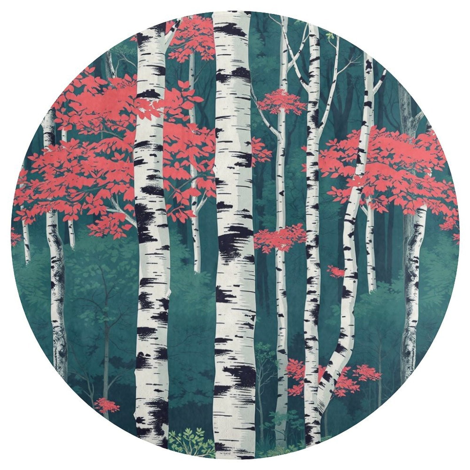 Birch Forest Autumn Leaves Round Carpets Living Room Sofa Coffee Table ...