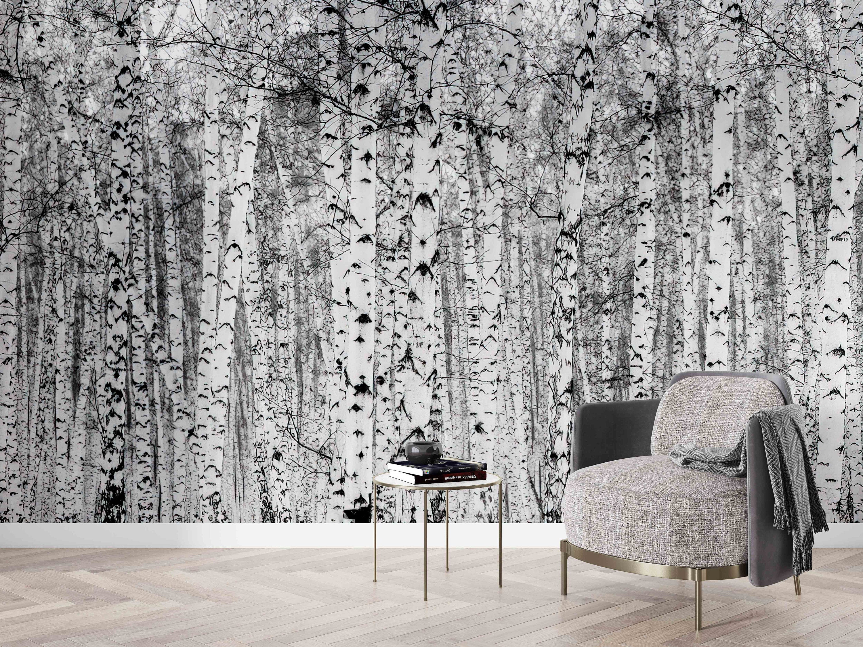 Birch Forest, Forest Landscape Wallpaper, Wallpaper Wall Art, Bright ...
