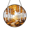 Birch Forest Glass Suncatcher Window Decor, Serene Woodland Scene, Calm ...