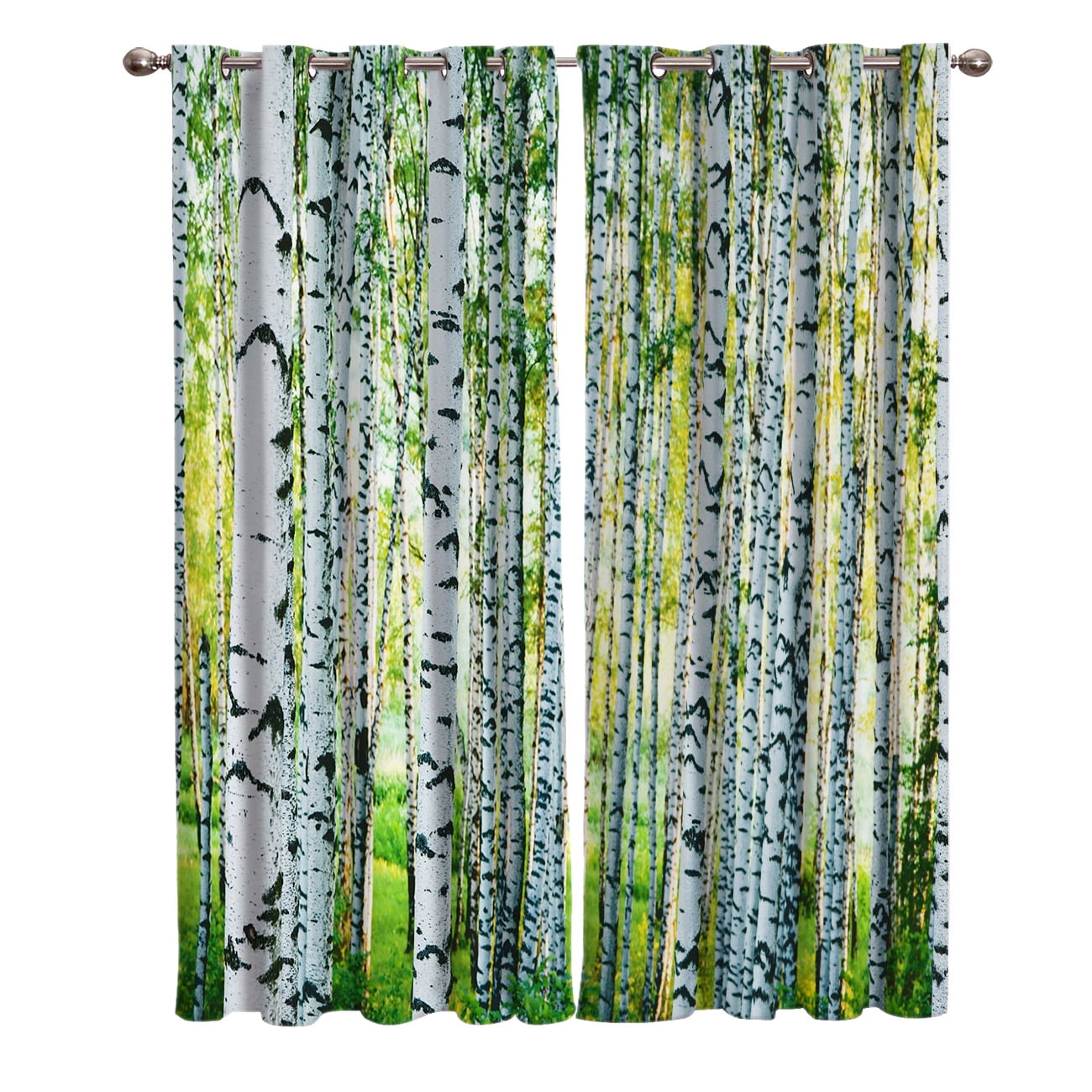 Birch Forest Trees Nature Printing Curtains Living Room Bedroom Home ...
