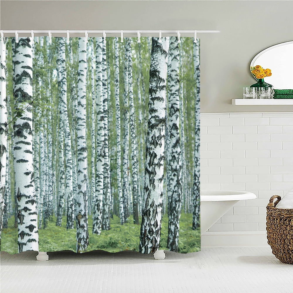 Birch Forest Trees Shower Curtain Natural Landscape Prints Fabric ...