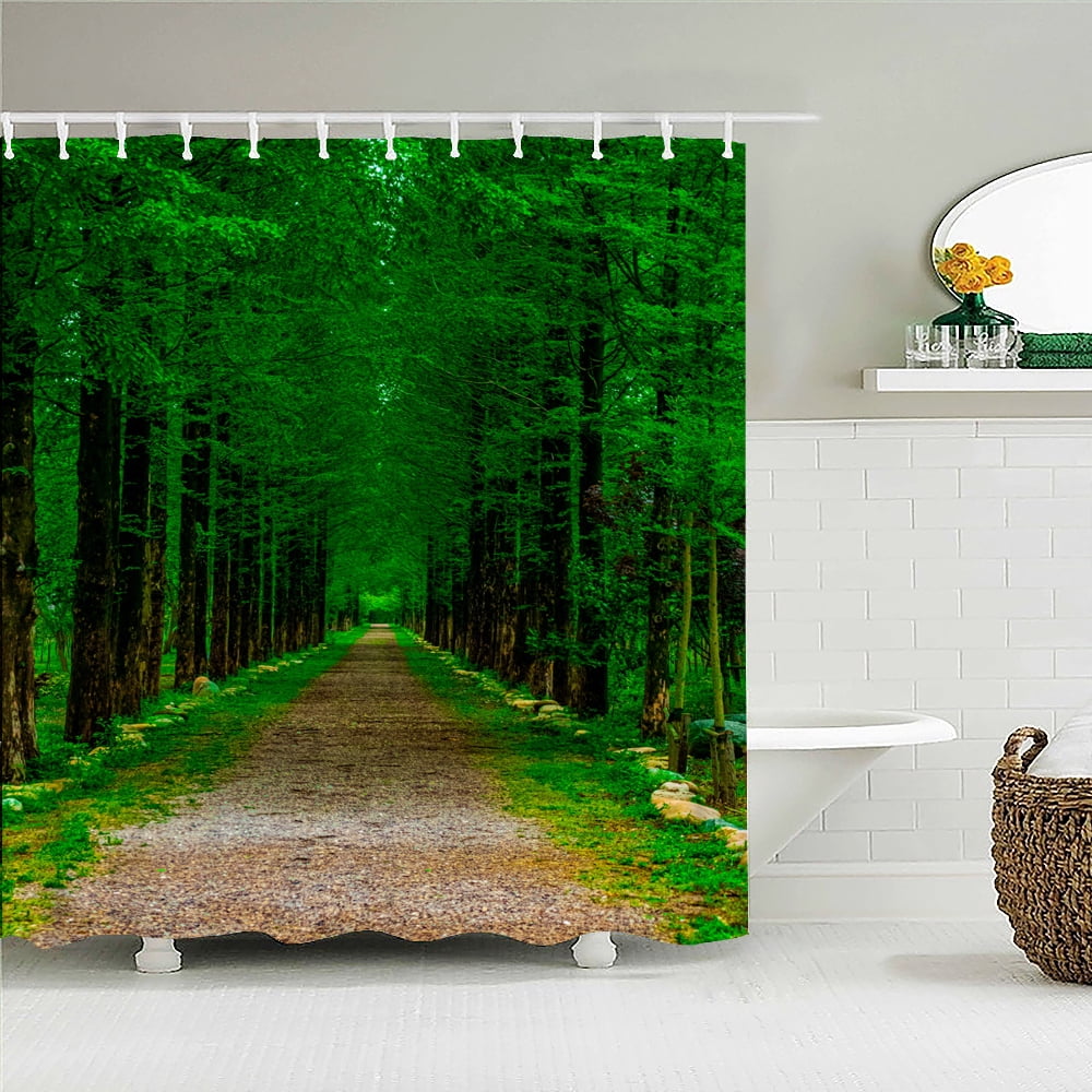 Birch Forest Trees Shower Curtain Natural Landscape Prints Fabric ...