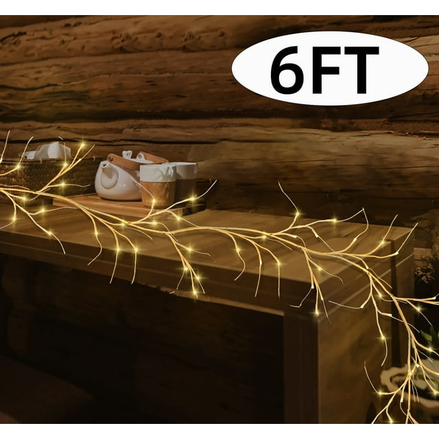 Birch Garland LED Light for Fireplace & Wedding, Battery Operated ...