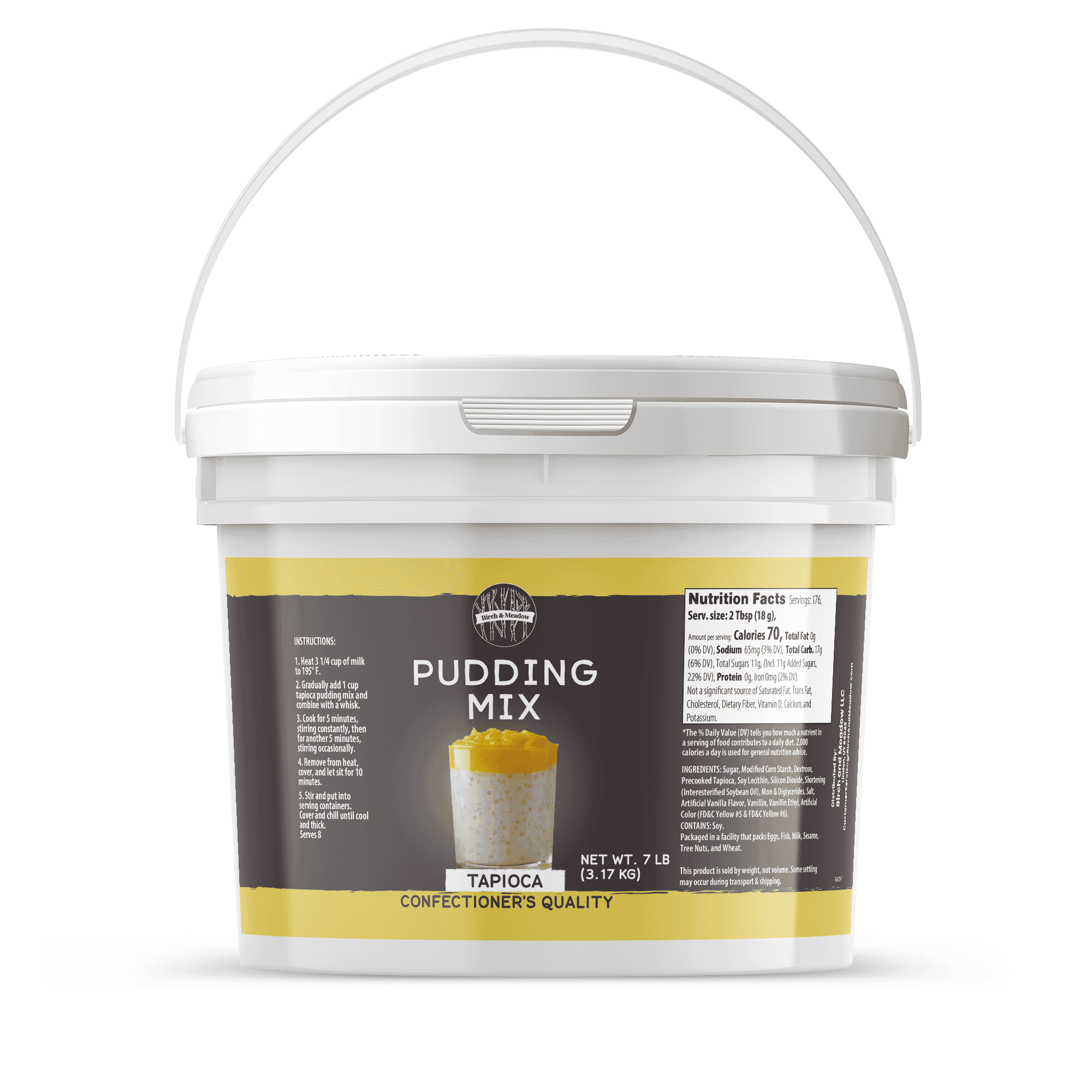Birch & Meadow 1 Gallon Bucket of Tapioca Pudding Mix, Snack, Filling ...