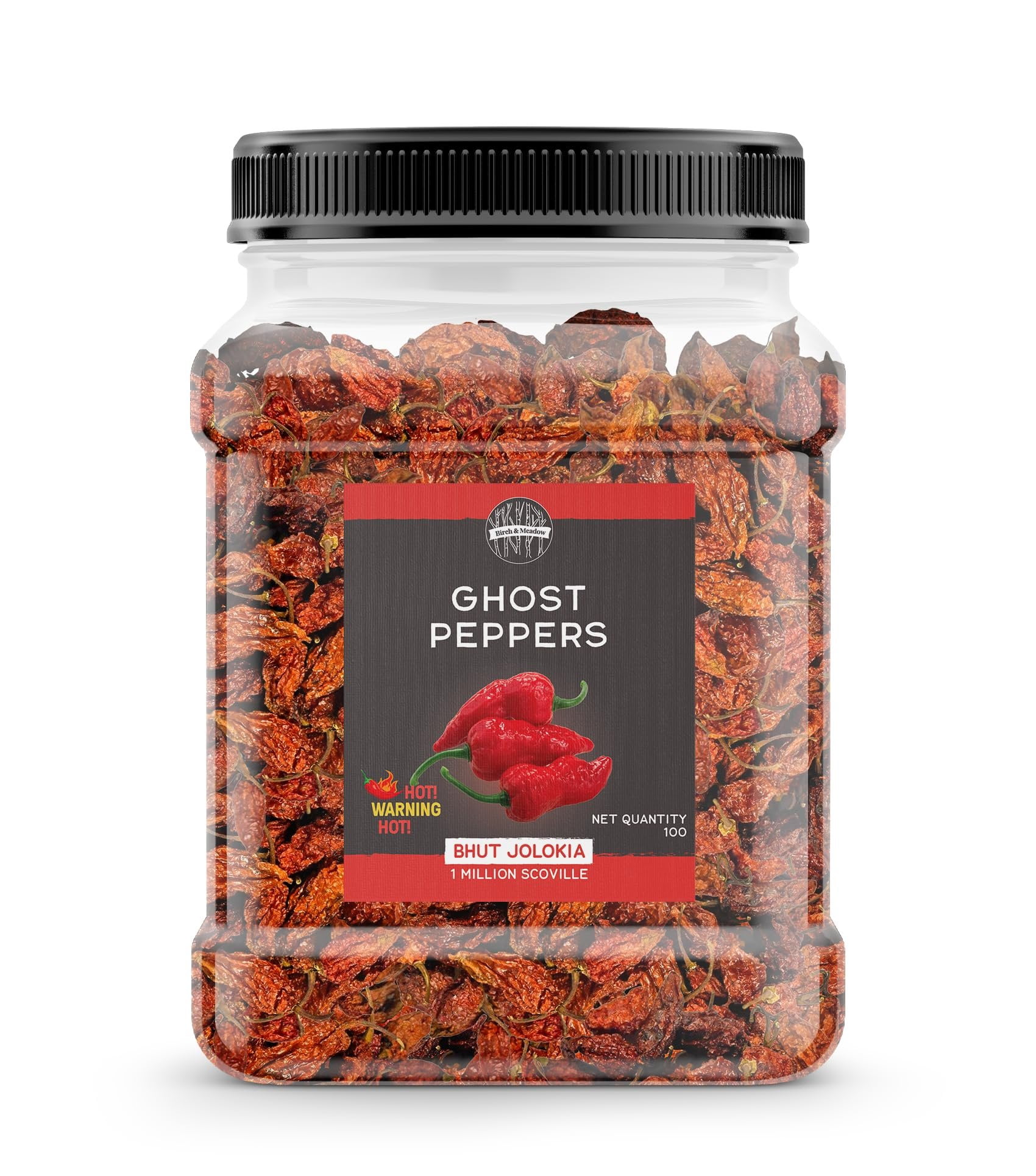 Birch & Meadow 100 Count of Ghost Chile Pepper Pods, Extremely Hot ...