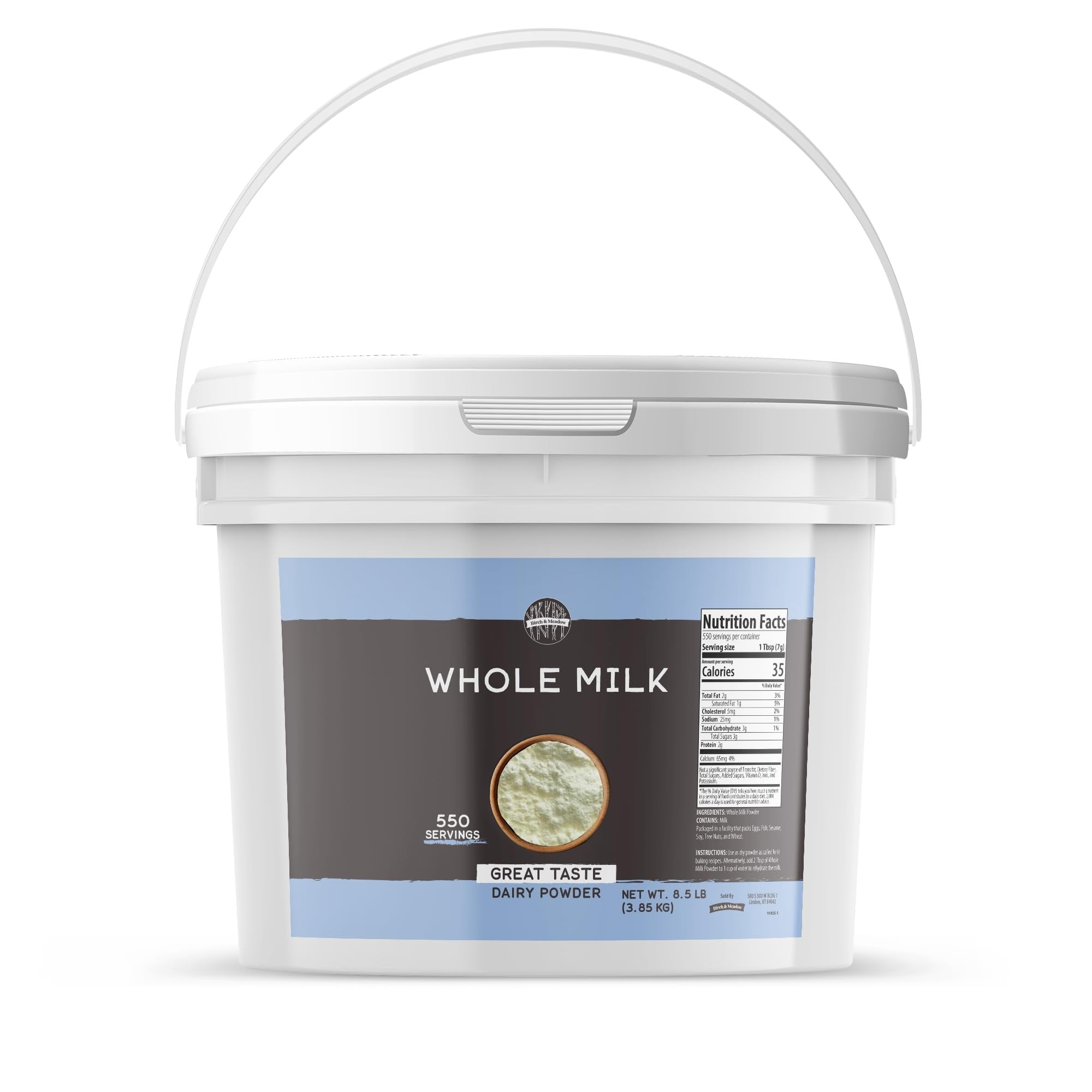Birch & Meadow 2 Gallon Bucket of Whole Milk Powder, Light Sweet Taste ...