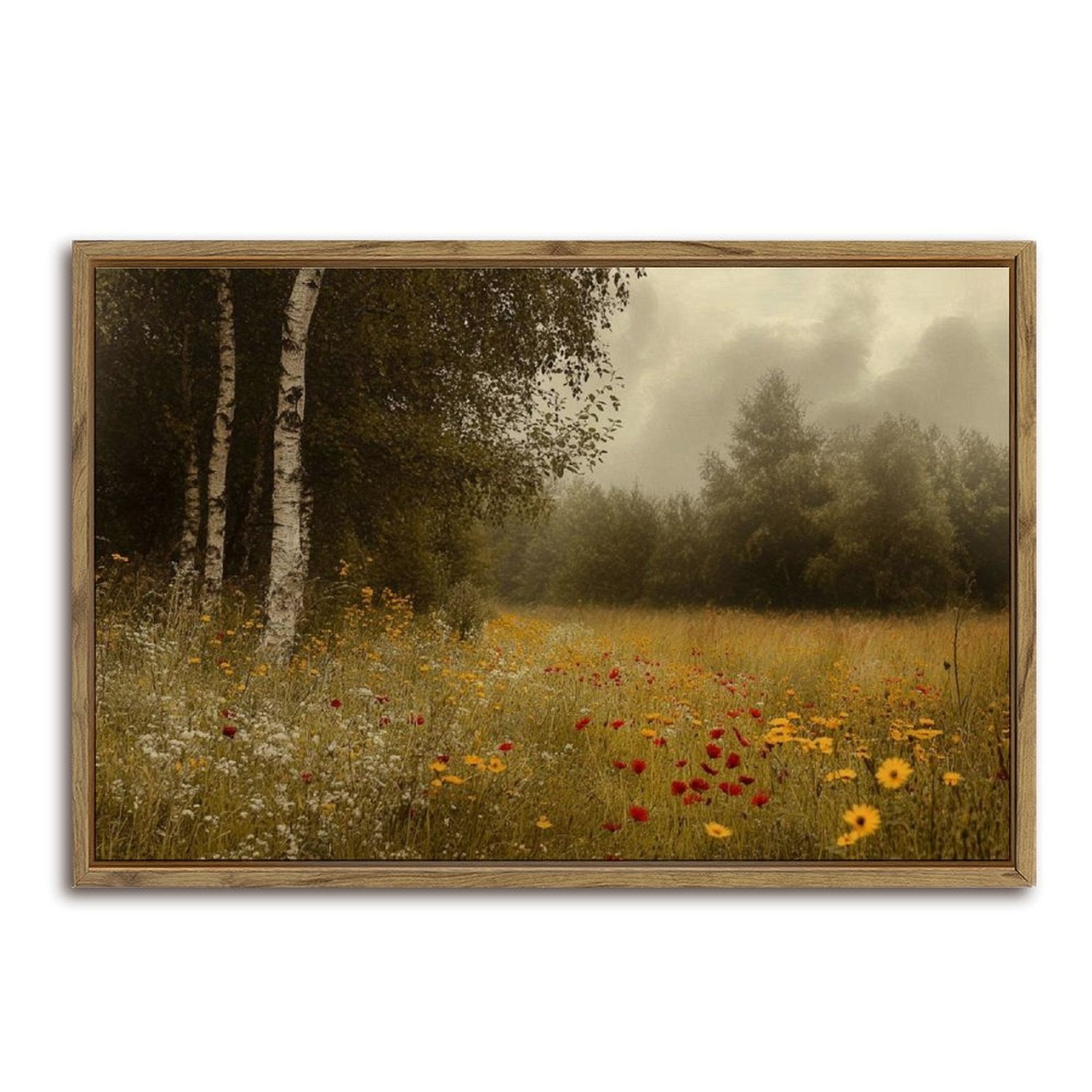 Birch Meadow Wildflowerscape Horizontal Canvas Wall Art with ...