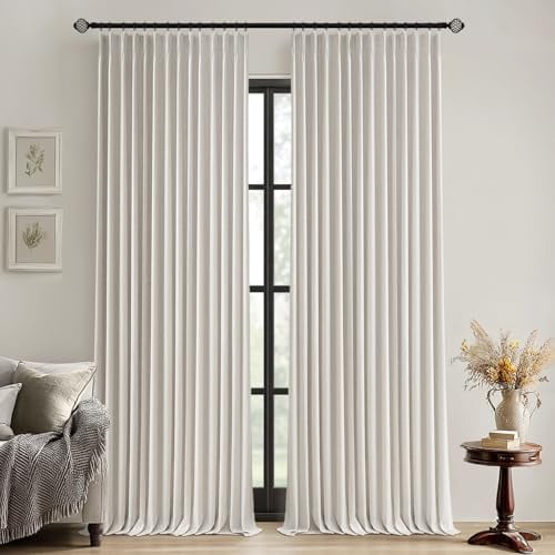 Birch Pinch Pleated 100% Blackout Linen Curtains 90 Inch Length 2 ...