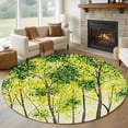Birch Tree 7FT Round Area Rugs for Living Room Spring Summer Art Forest ...