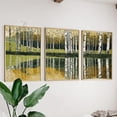 Birch Tree Autumn Golden Lake Reflection Modern Woodland Art Set 3 ...