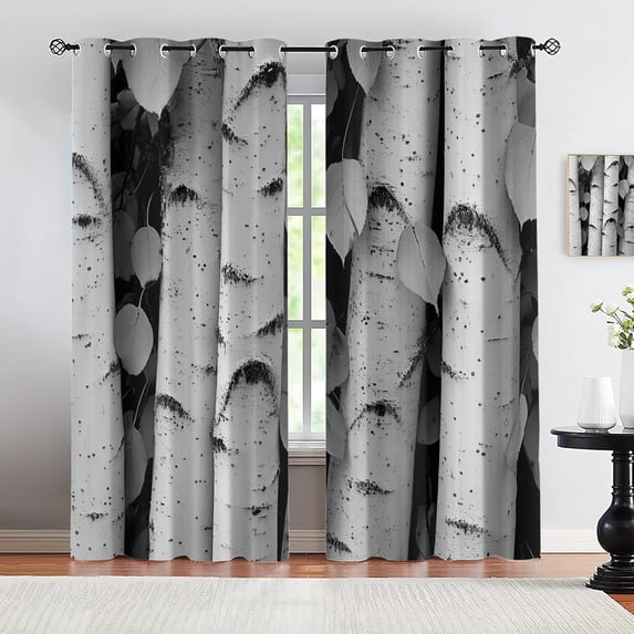 Birch Tree Blackout Curtains, Wooden Woodland Window Drapes for Bedroom ...