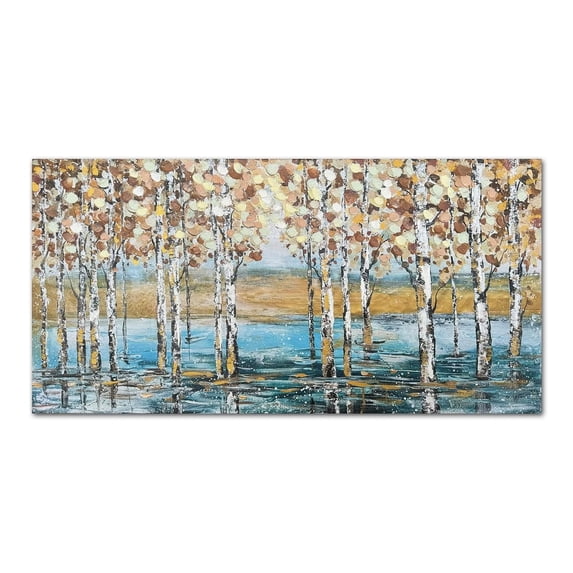 Birch Tree Canvas Wall Art Aspen Trees Textured Painting Autumn Forest ...