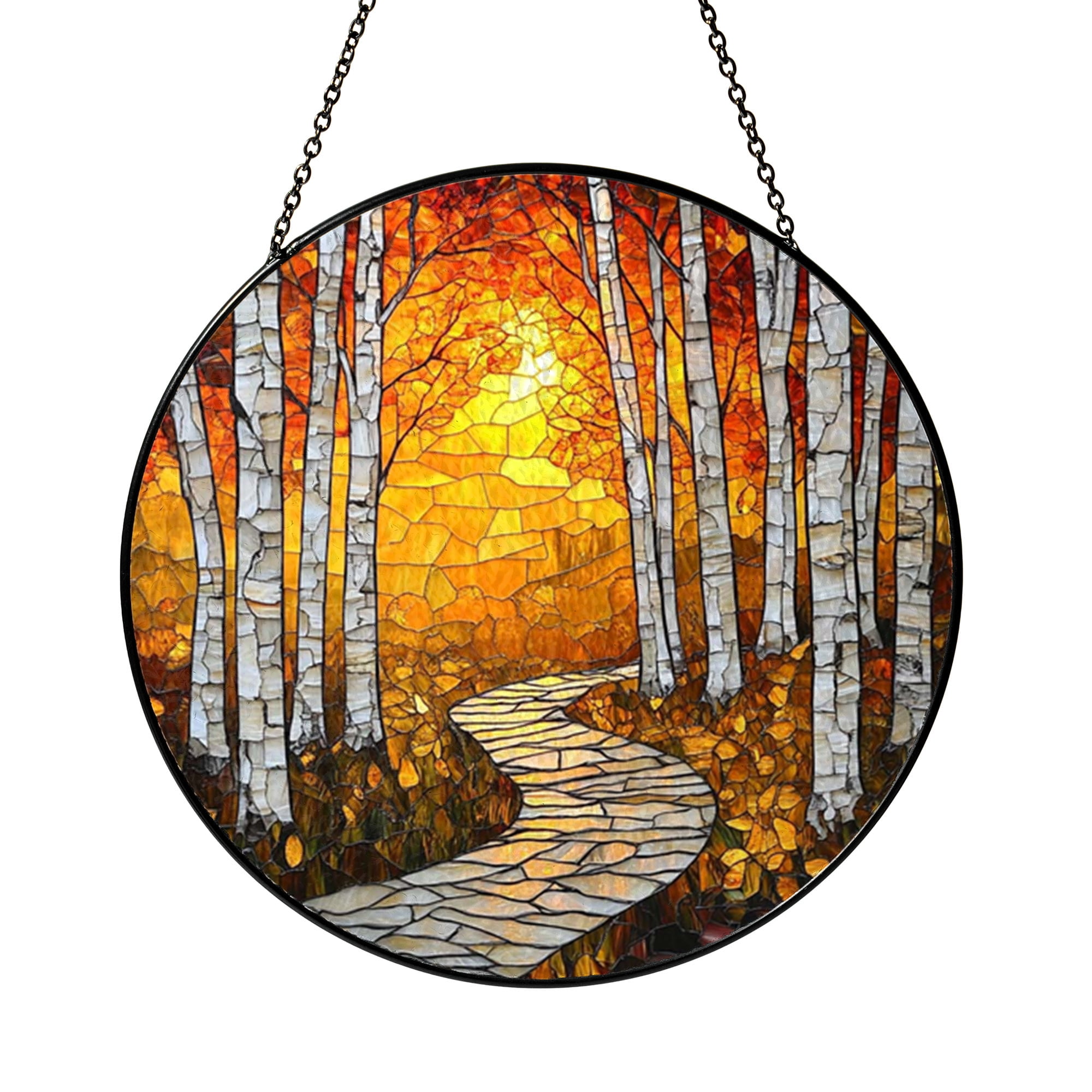 Birch Tree Forest Landscape Stained Glass Style Window Suncatcher ...