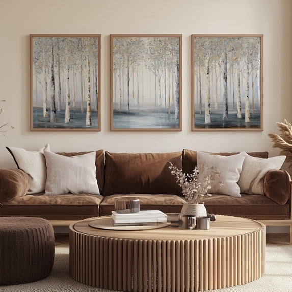 Birch Tree Forest Print, Wall Art, Print Home Decor Office Wall Art Set ...
