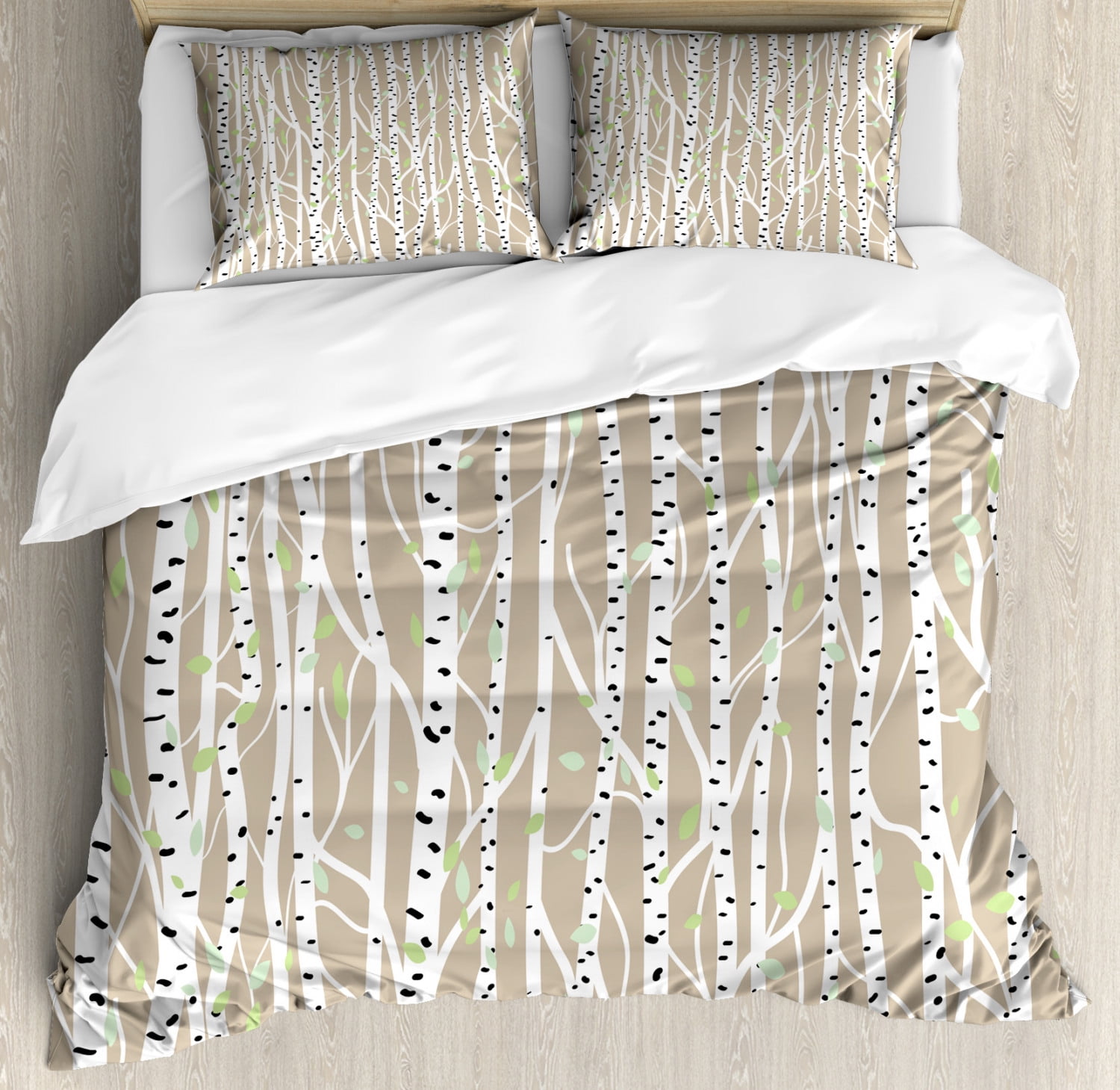 Birch Tree King Size Duvet Cover Set, Forest Fresh Foliage Nature ...