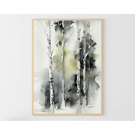 Birch Tree Poster: Neutral Forest Art, Stretched Canvas Size 16x24 ...
