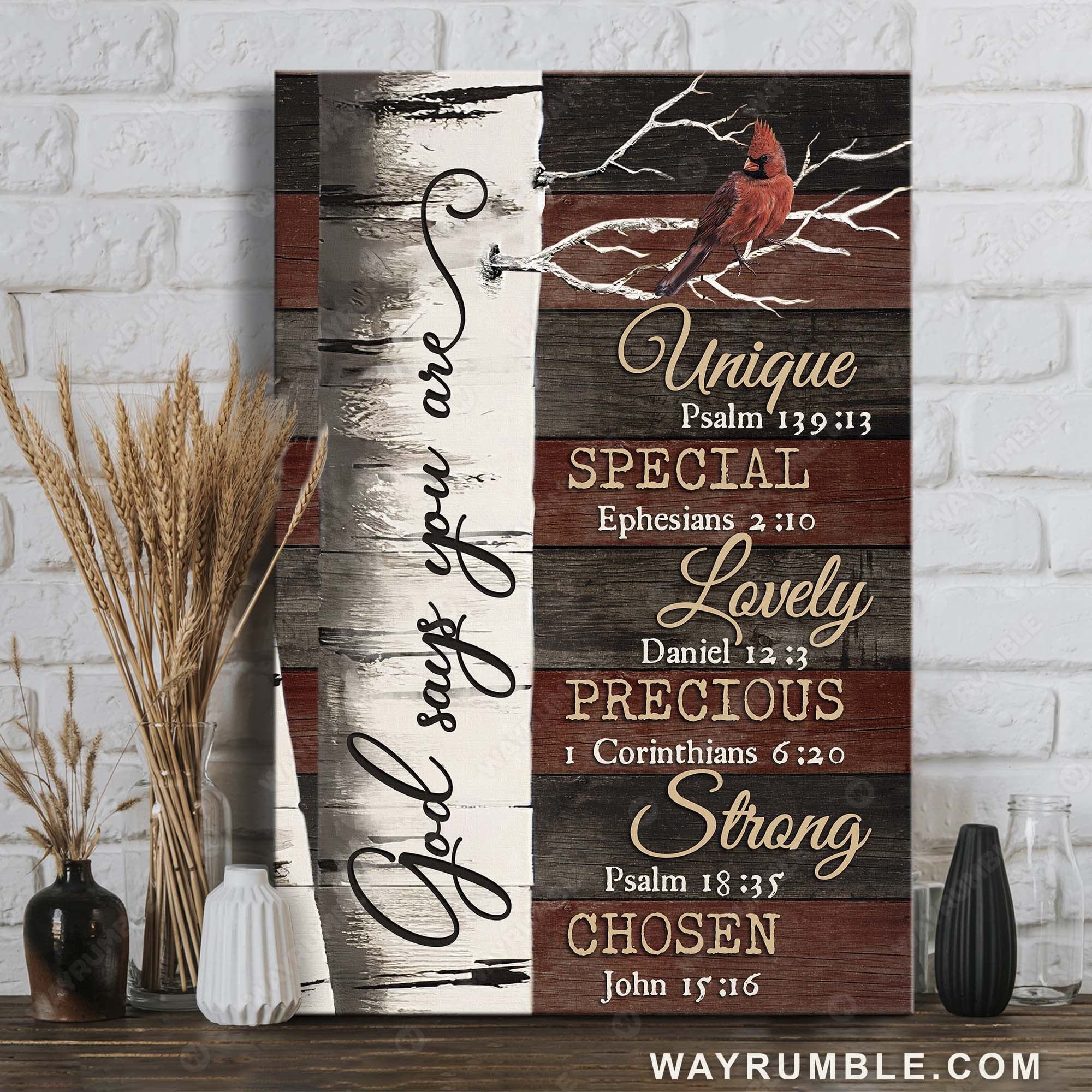 Birch Tree, Red Cardinal, Vintage Painting, Bible Verses, God Says You ...