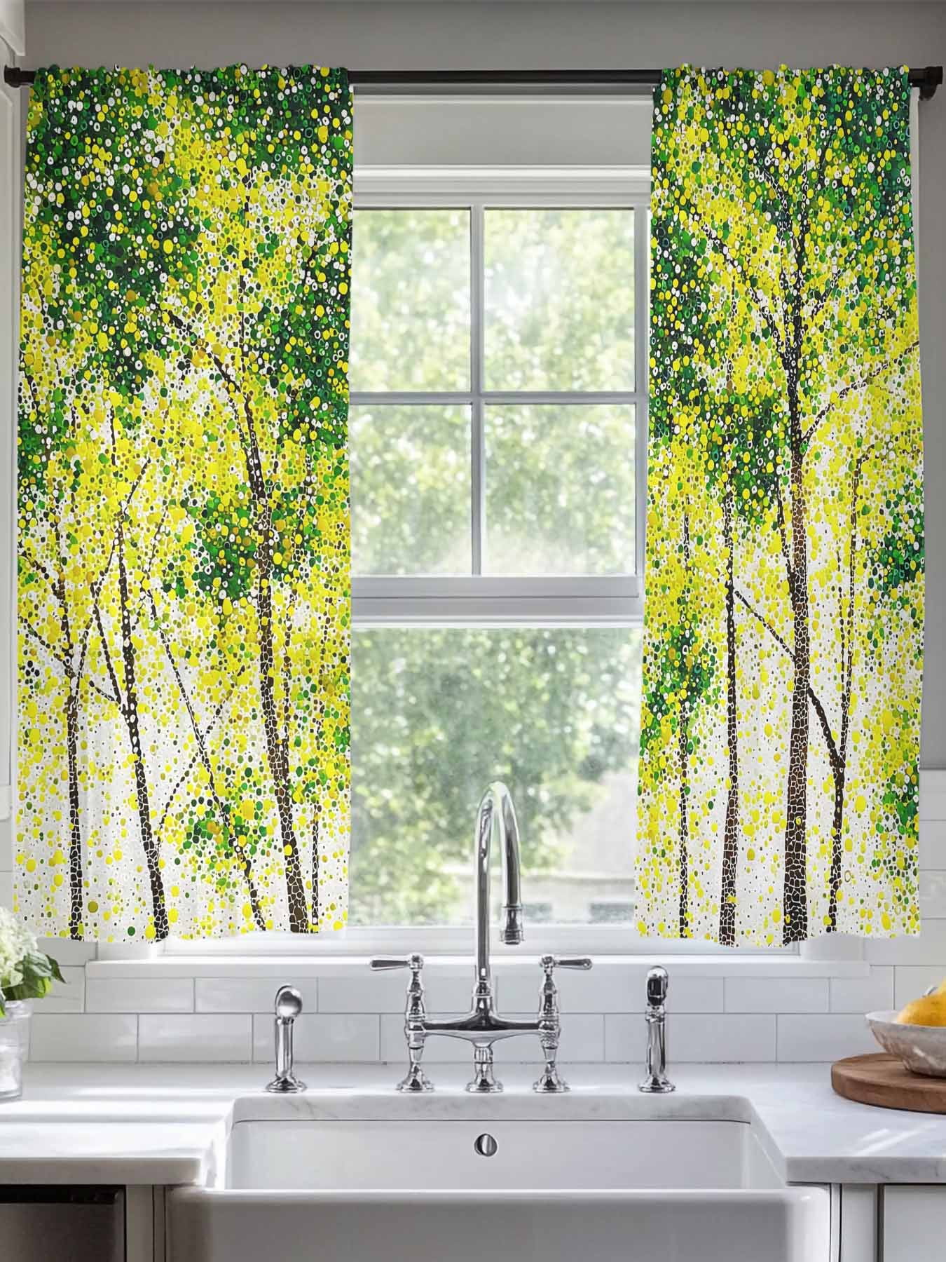 Birch Tree Sheer Curtains 72 inches Long, Spring Summer Art Forest ...