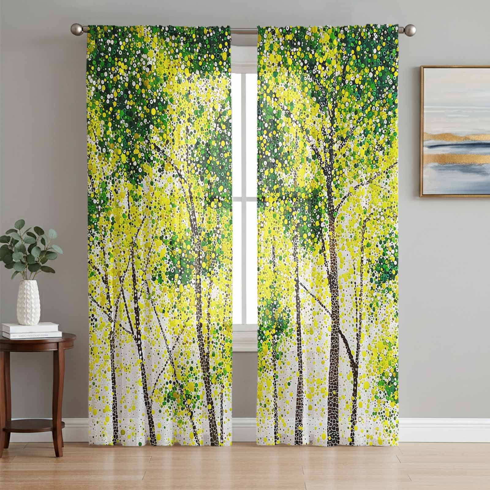 Birch Tree Sheer Curtains for Living Room Bedroom, Spring Summer Art ...