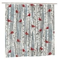 JOOCAR Birch Tree & Bird Cardinals Shower Curtain, Fall Forest & Rustic ...