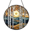 Birch Tree Stained Glass Style Window Hanging – Rustic Home Decor Art ...
