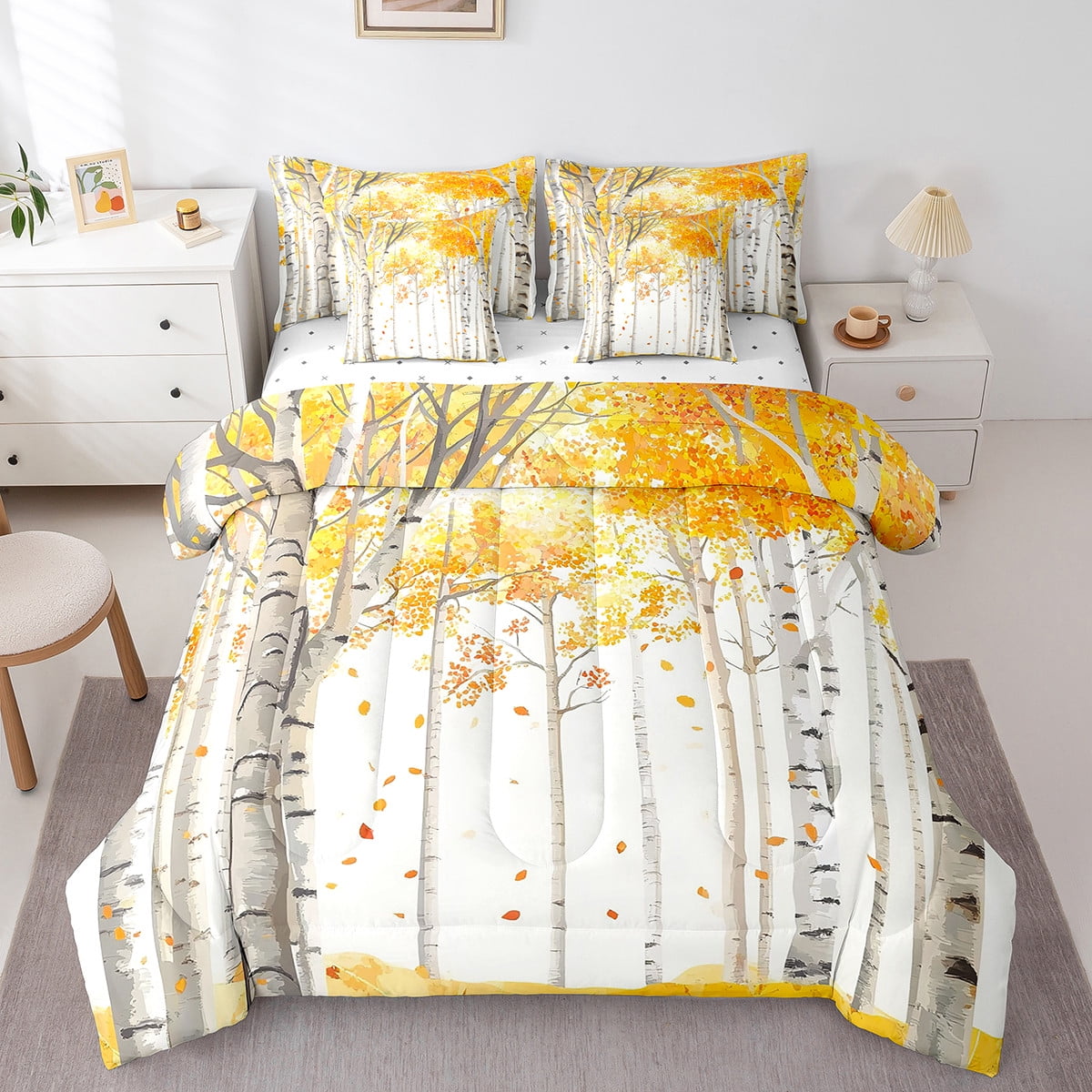 Birch Tree Twin Bed In A Bag Set With Sheets 7 Piece Autumn Woodland ...