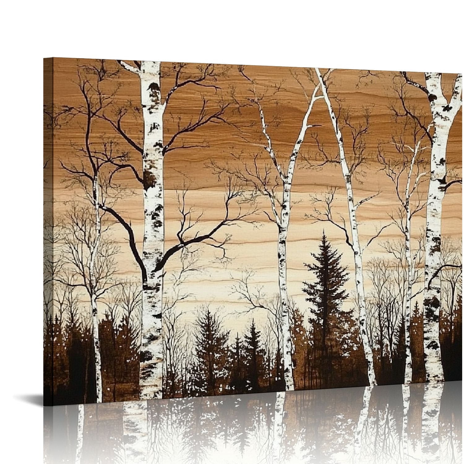 Birch Tree Wall Art - Forest Canvas Prints Wooden Background Nature ...