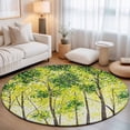 Birch Tree Washable Round Area Rug 4 ft, Spring Summer Art Forest ...