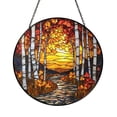 Birch Tree Woodland Landscape Stained Glass Style Window Hanging ...