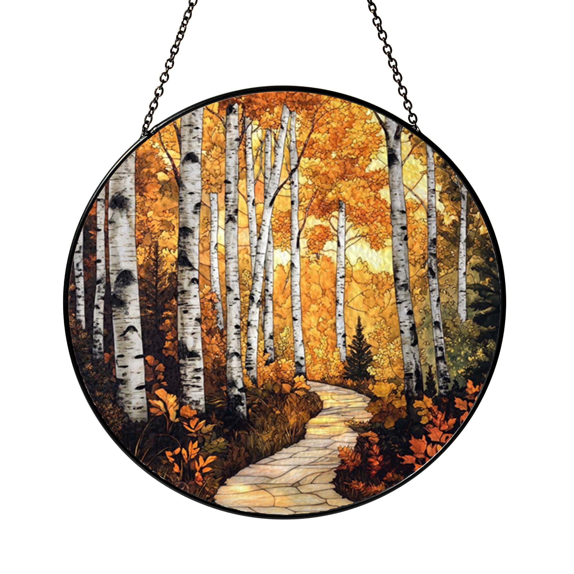 Birch Tree Woodland Stained Glass Window Hanging – Nature Inspired ...