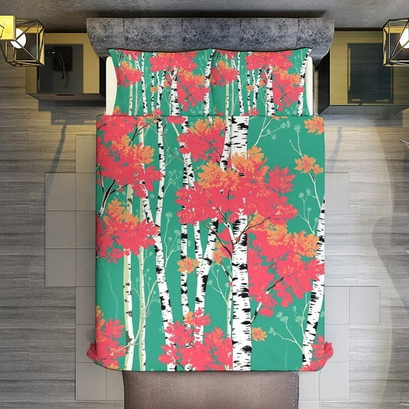 Birch Trees Autumn Leaves Duvet Cover Bedding Set Quilt Cover ...