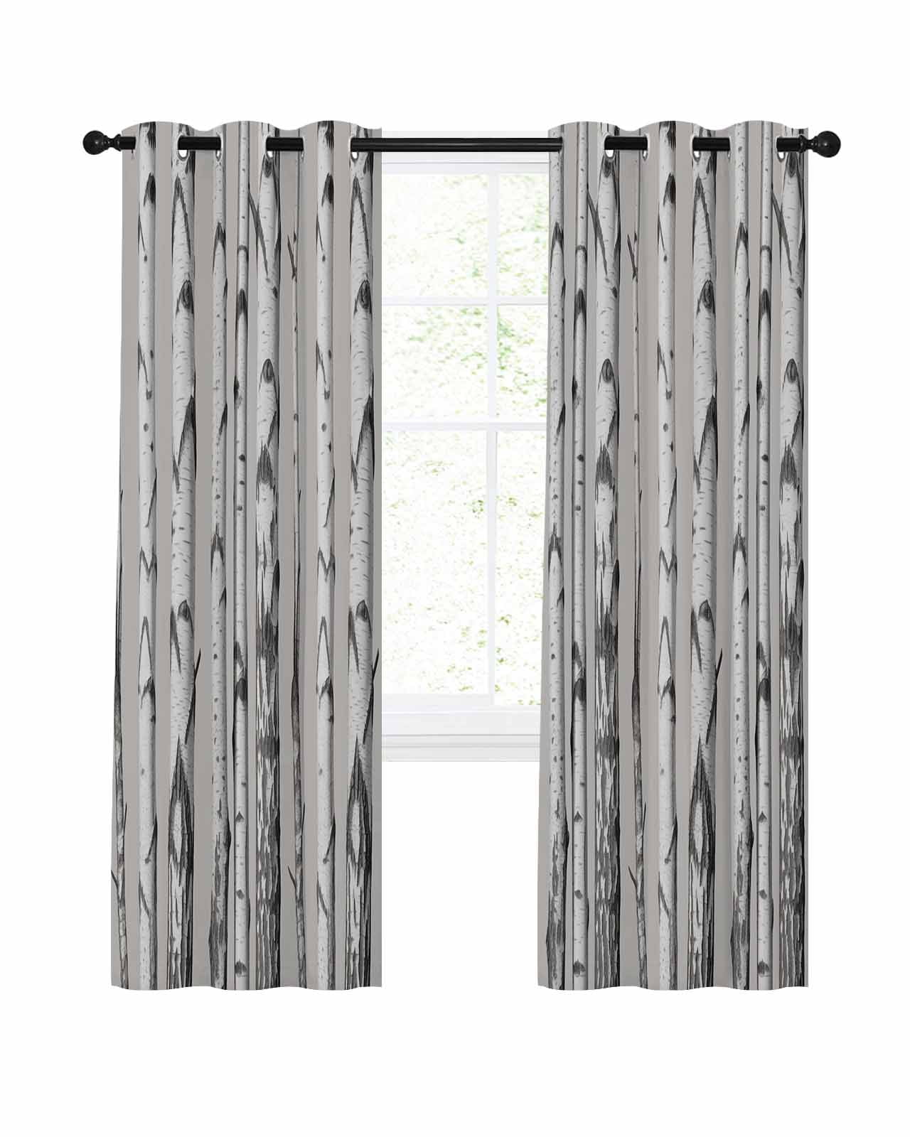 Birch Trees Blackout Curtains, Light Blocking Print Window Curtains ...