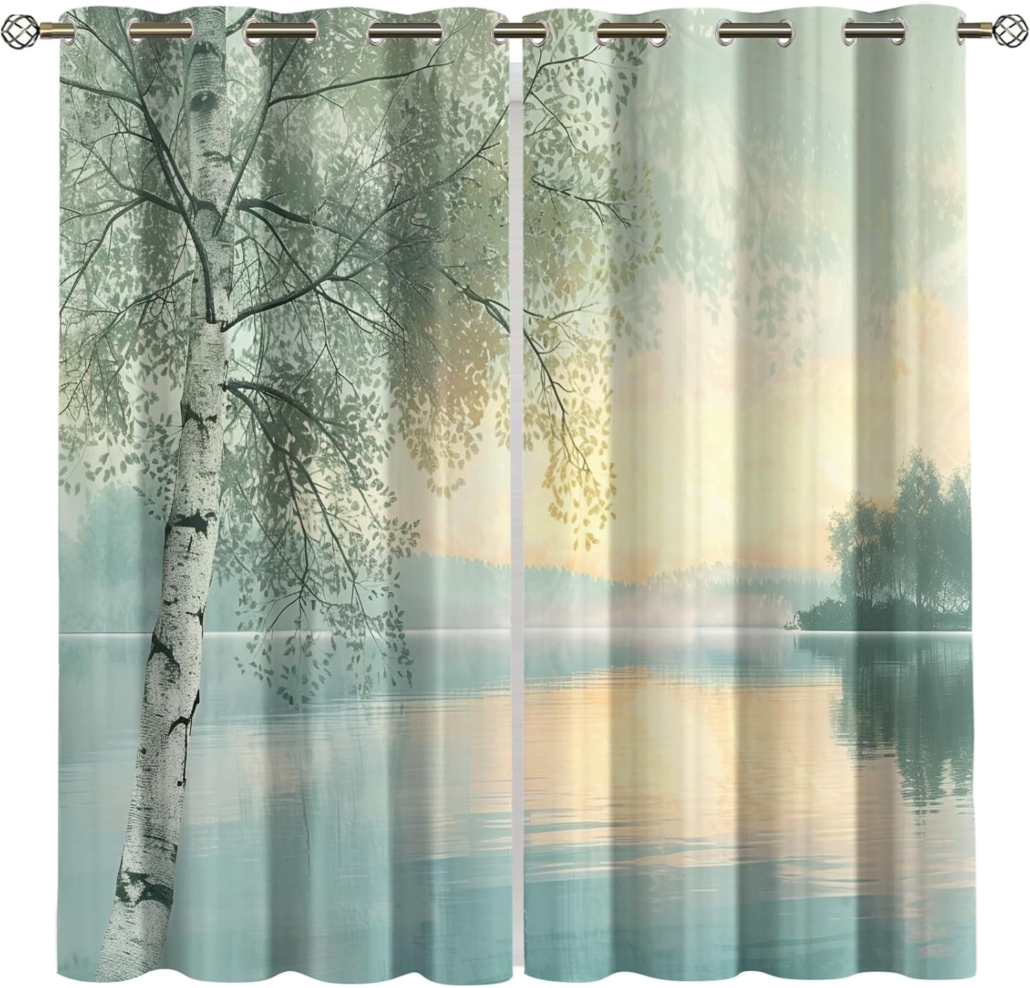 Birch Trees Blackout Curtains, Natural Scenery 3D Print Window Drapes ...