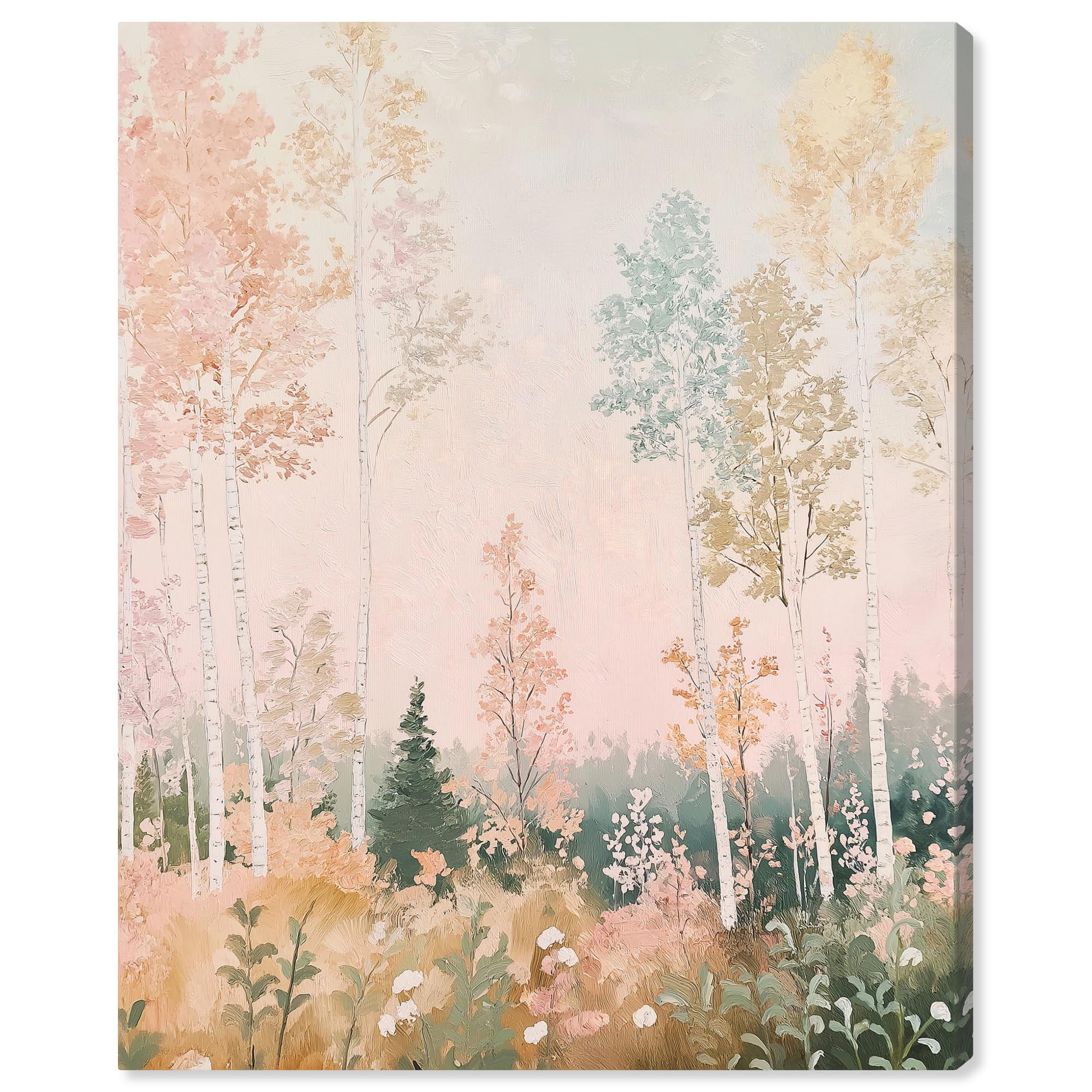 Birch Trees Canvas Landscape Paintings by Art Remedy, Gallery Wrapped ...