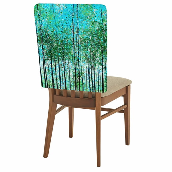 Birch Trees Chair Back Covers Set of 8 Spring Summer Art Forest Green ...