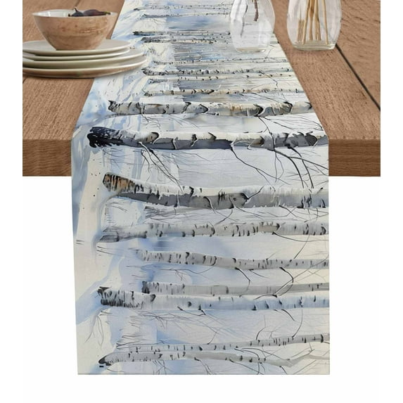 Birch Trees In Winter Snow Table Runner for Dining Table Wedding ration ...