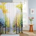 Birch Trees Path Shower Curtain, Leaves Autumn Forest Landscape ...