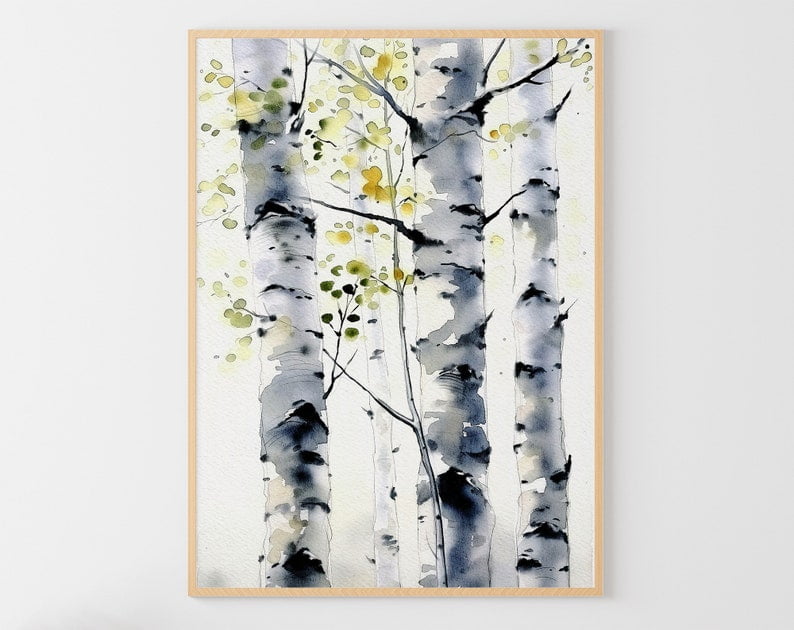 Birch Trees Poster: Spring Nature Wall Art, Unframed Poster Size 12x18 ...