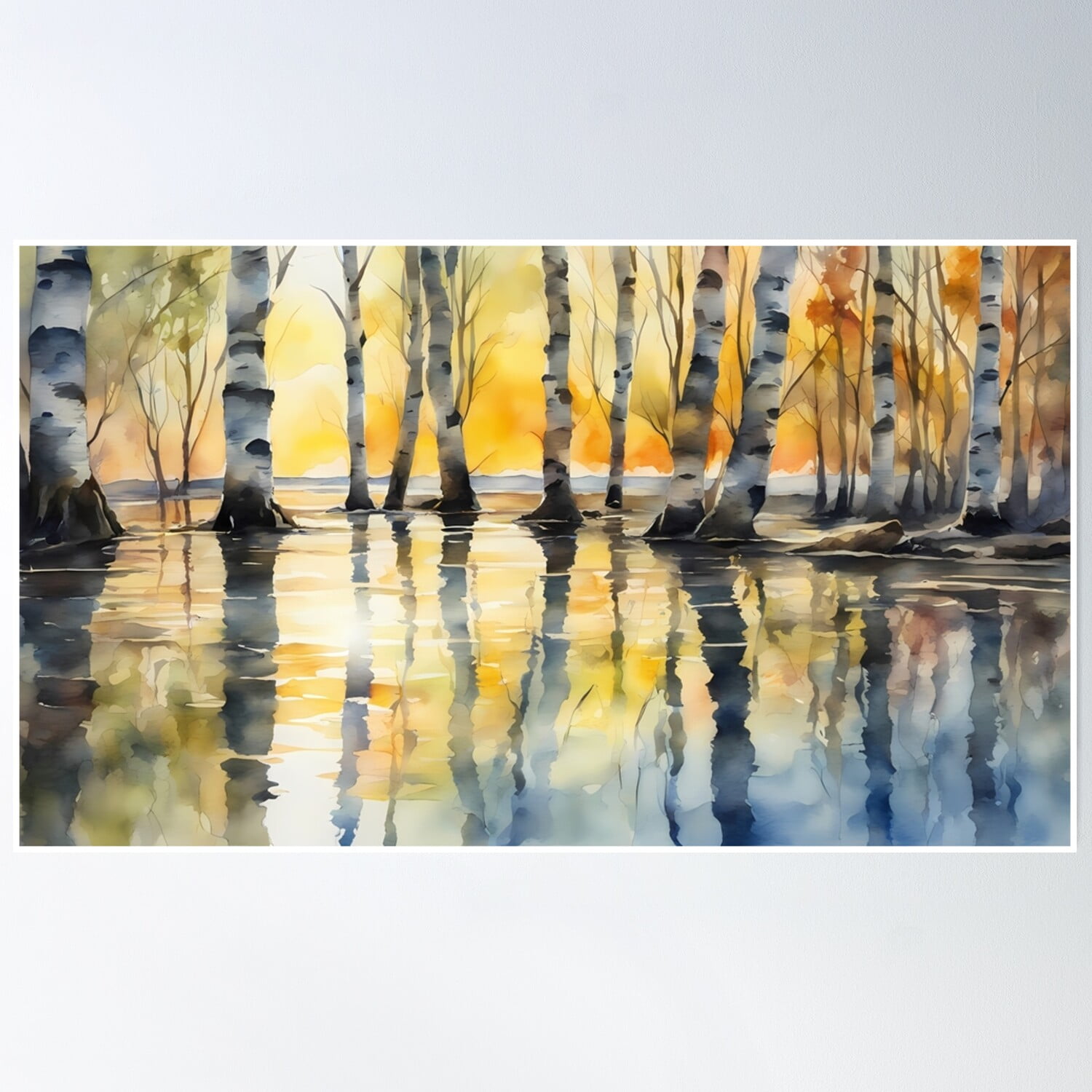 Birch Trees Reflections Poster Wall Art, Modern Wall Decor, 24x36 ...