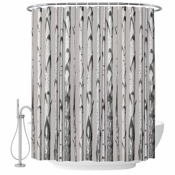 Birch Trees Shower Curtain Set - Small 36" x 72" Washable Bathtub ...