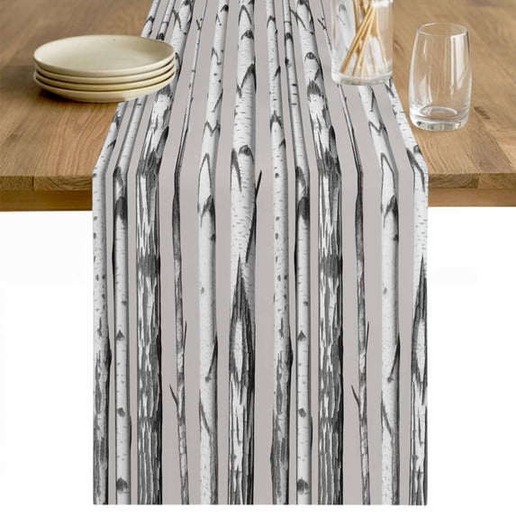 Birch Trees Table Runner 90 Inches Long Farmhouse Dress Scarves, Forest ...