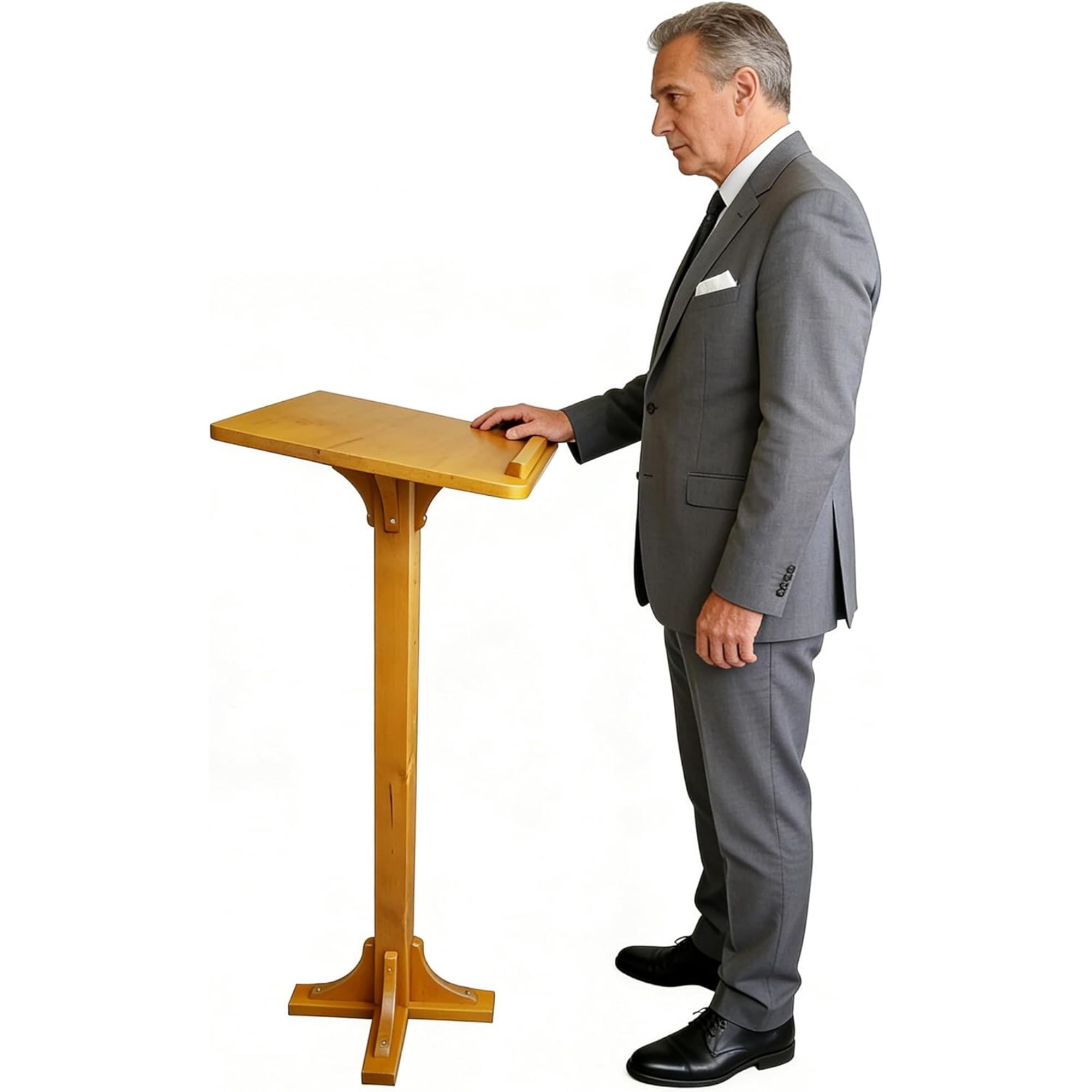 Birch Wood Floor-Standing Podium Lectern 41.5" Height, Portable Pulpit ...