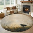 Bird 7FT Round Area Rugs for Living Room Wild Grass Misty Field Animal ...