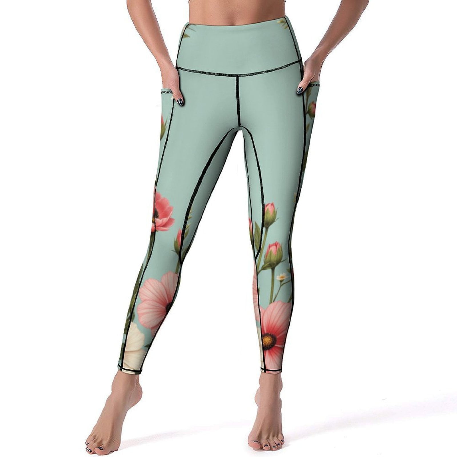 Bird And Beautiful Floral Scene Leggings Jogger Pants Women's Tights ...