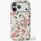 Bird And Red Flowers Watercolor Art iPhone Case 17 11 12 13 14 15 16 ...