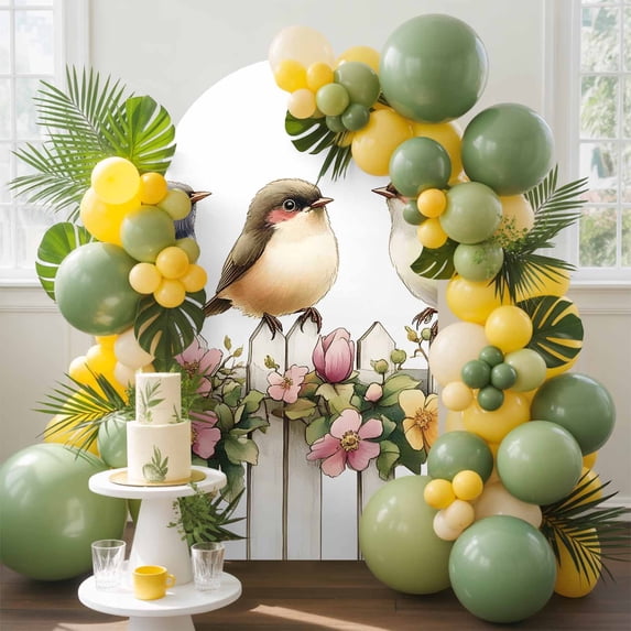 Bird Arch Backdrop Cover, 7.2FT, Spring Floral Spandex Arch Covers ...